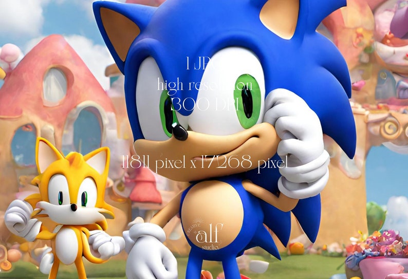 Sonic and Tails Digital Backdrop: Studio Decor, Photo Editing (digital ...