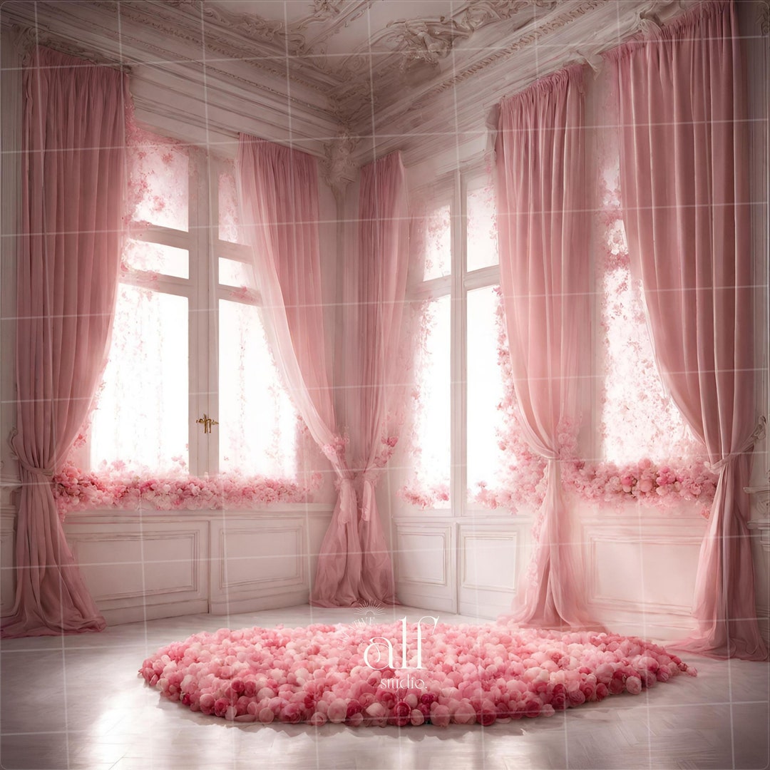 Pink Valentines Backdrop Pink Roses Backgrounds Shooting Overlay Couple ...