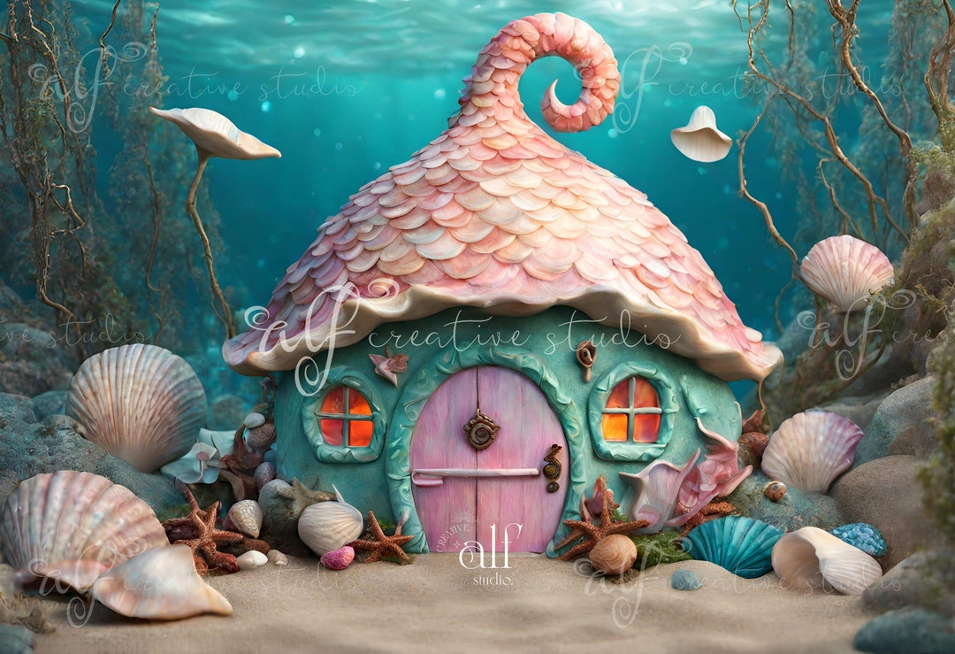 Mermaid Birthday Whimsical Sea Creatures Composite Element Sea Nymph ...