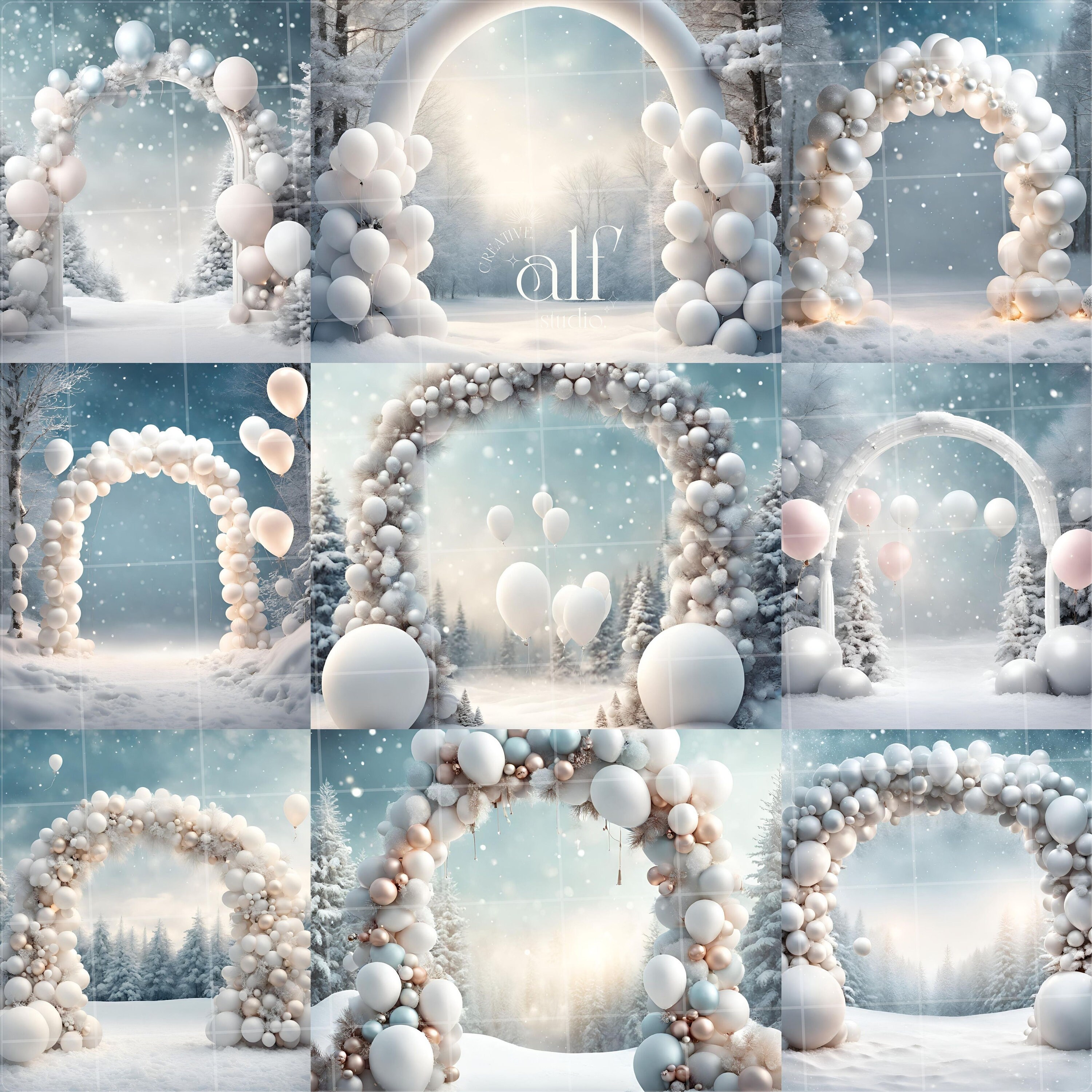 100 Balloon Backdrops Snowy Winter Theme Backgrounds Snowscape Ballon ...