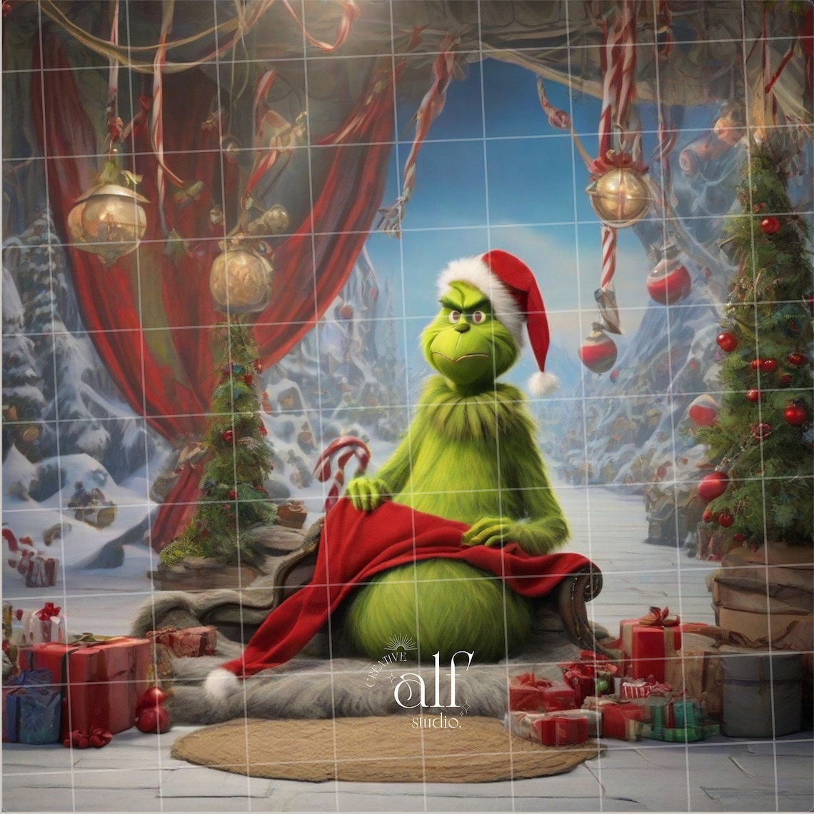 Grinchmas Backdrop Christmas Background Whoville Holiday Party ...