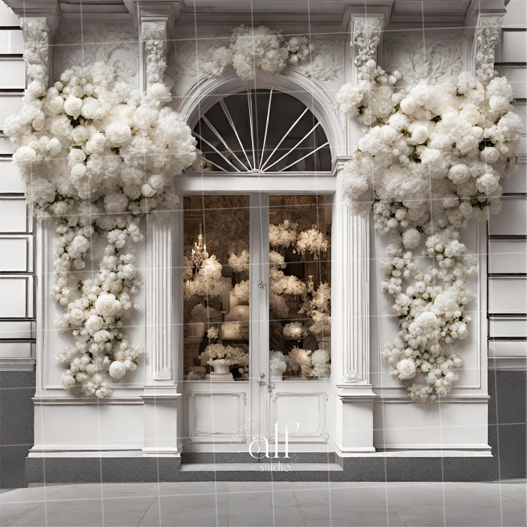 Floral Store Front Backdrop Floral Store Overlays White Floral Door ...