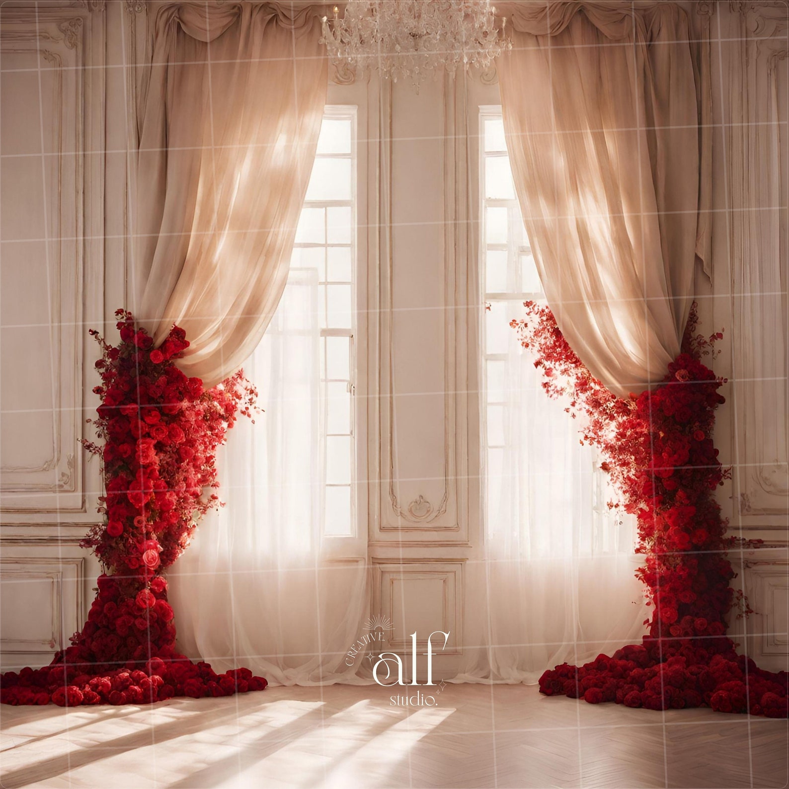 Red Roses Valentines Backdrop Romantic Studio Overlay Anniversary ...