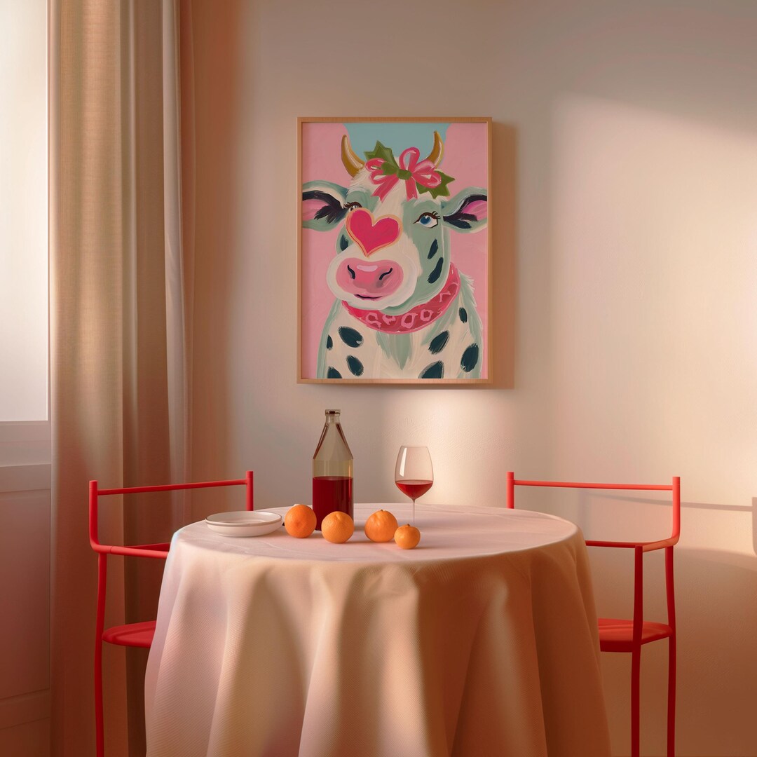 Cow Love Printable Wall Art Retro Cow Wall Print Abstract Room Decor ...