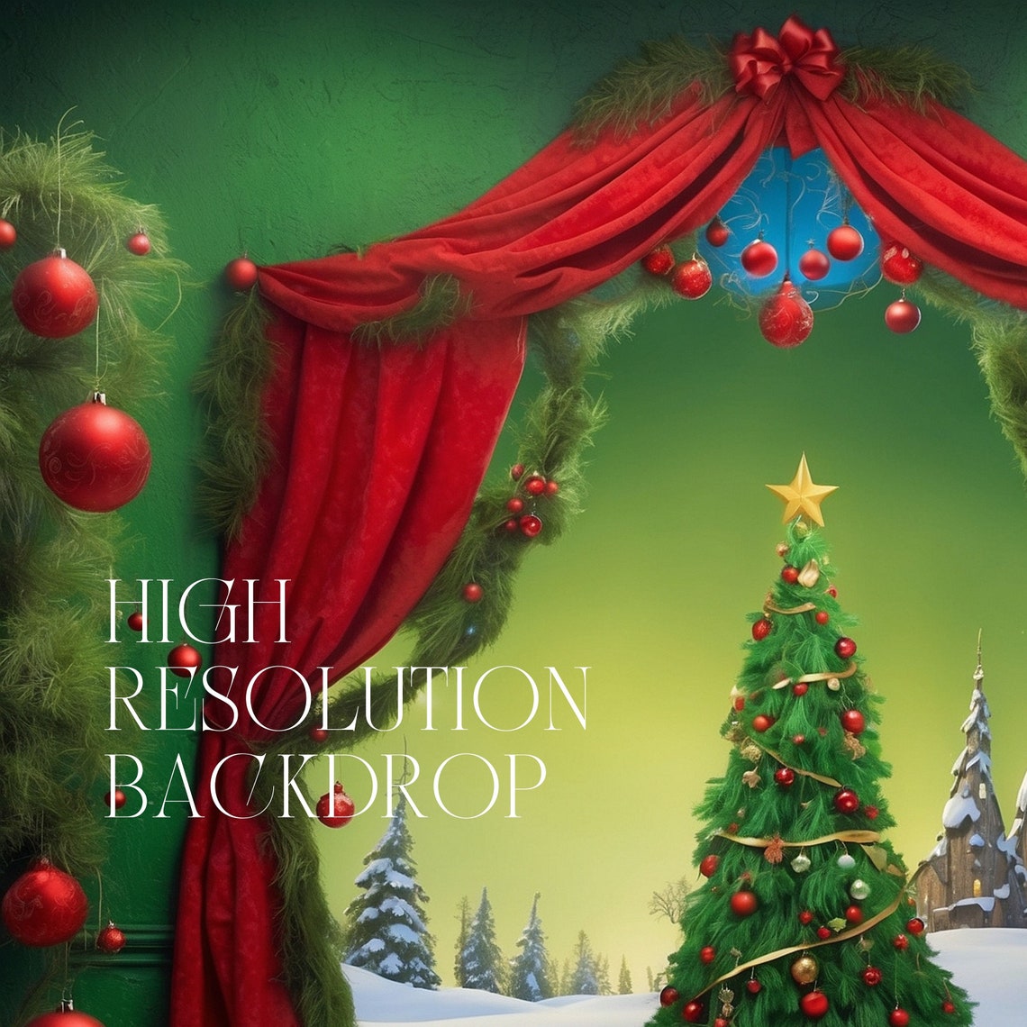 Grinchmas Party Decor Festive Grinch Wallpaper Christmas Photo Booth ...