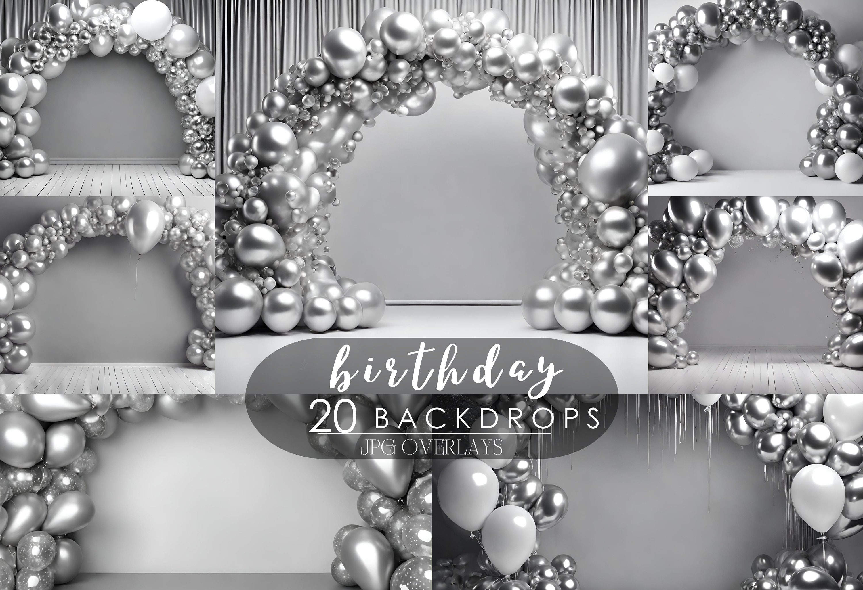 20 Birthday Digital Backgrounds Balloon Backdrop Balloon Arch Holiday ...