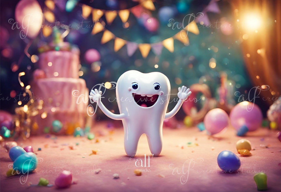 Kids First Tooth Background Digital Party Photo Props Baby First Tooth ...