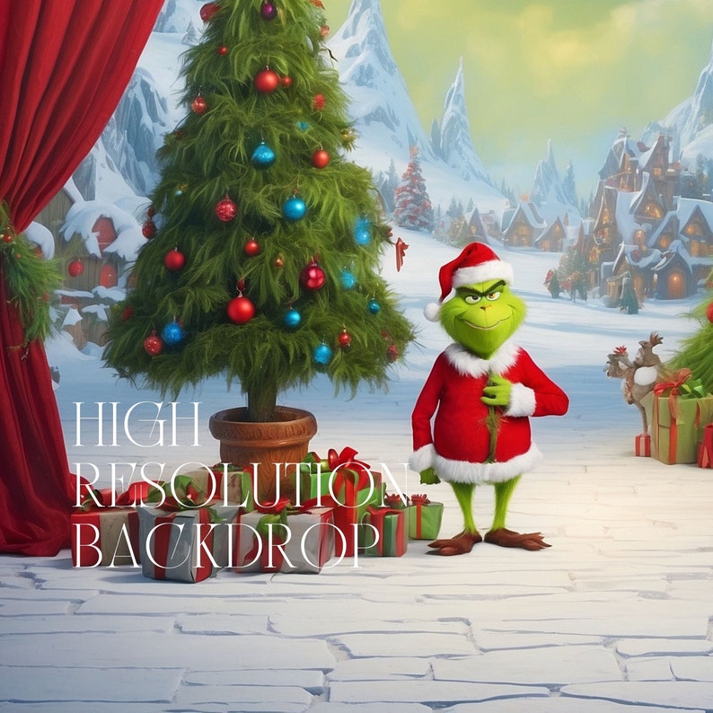 Merry Grinchmas Backdrop Grinch Backgrounds Composite Festive Holiday ...