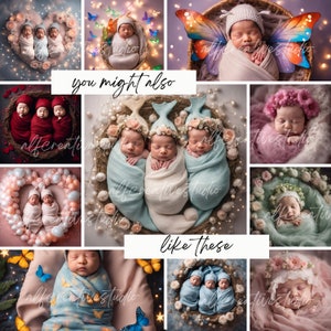 Dreamy Blue Newborn Backdrop Add Face Insert Baby Backgrounds Teddy ...