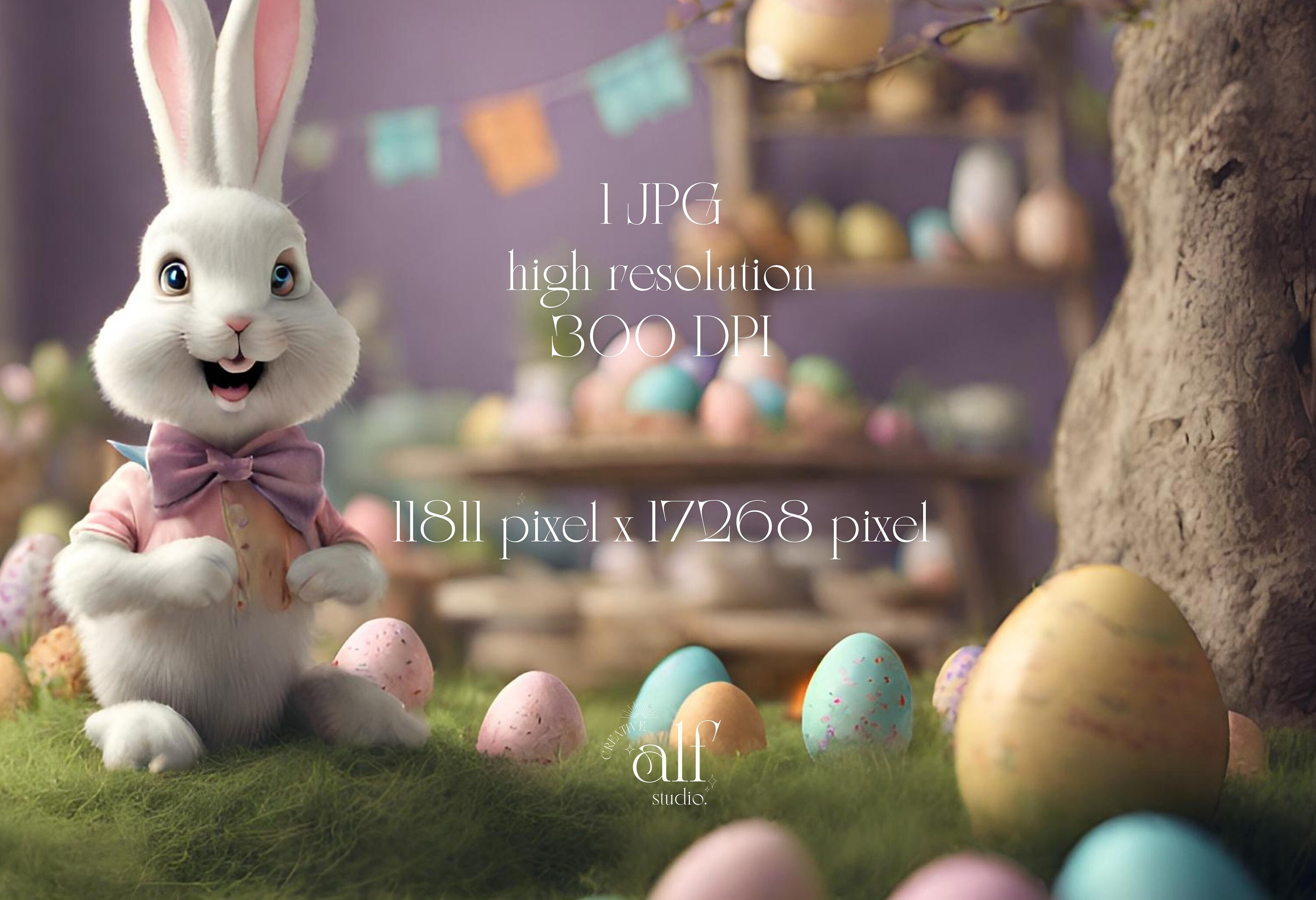 Easter Bunny Background Easter Digital Backgrounds Easter Bunny ...