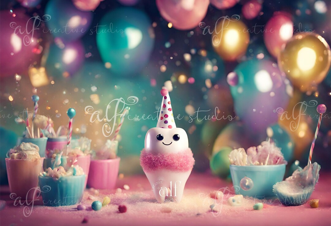 First Tooth Background Digital Party Photo Props Baby First Tooth Party ...
