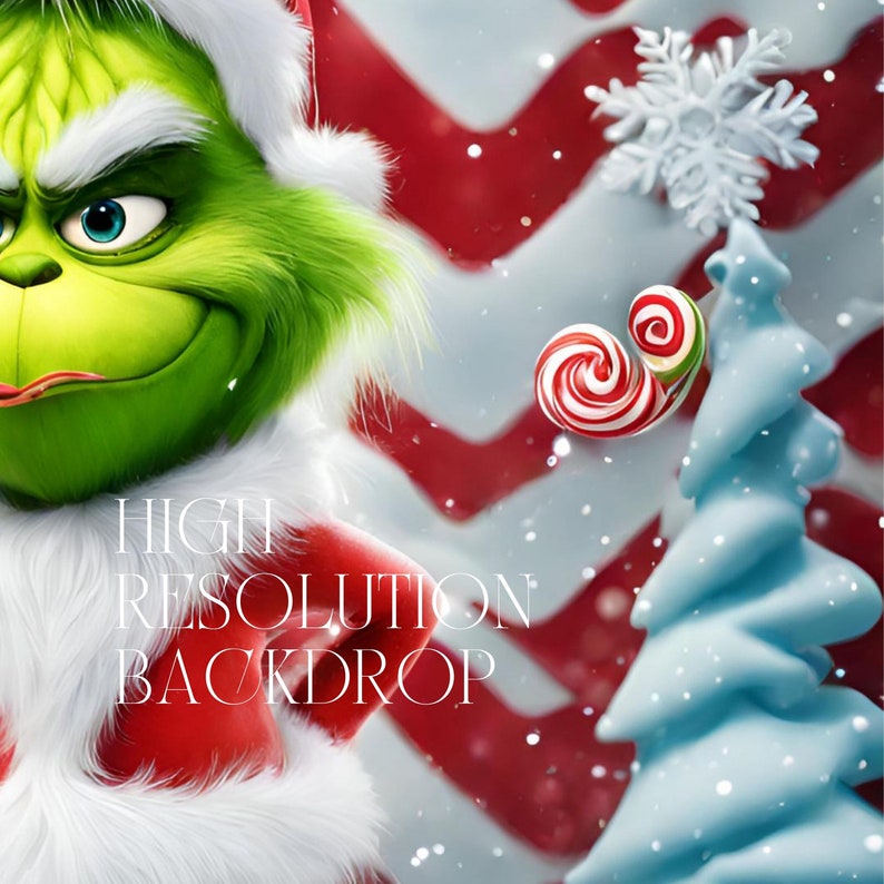Grinch Christmas Backdrop: Whoville Party Photo Booth (digital Download ...