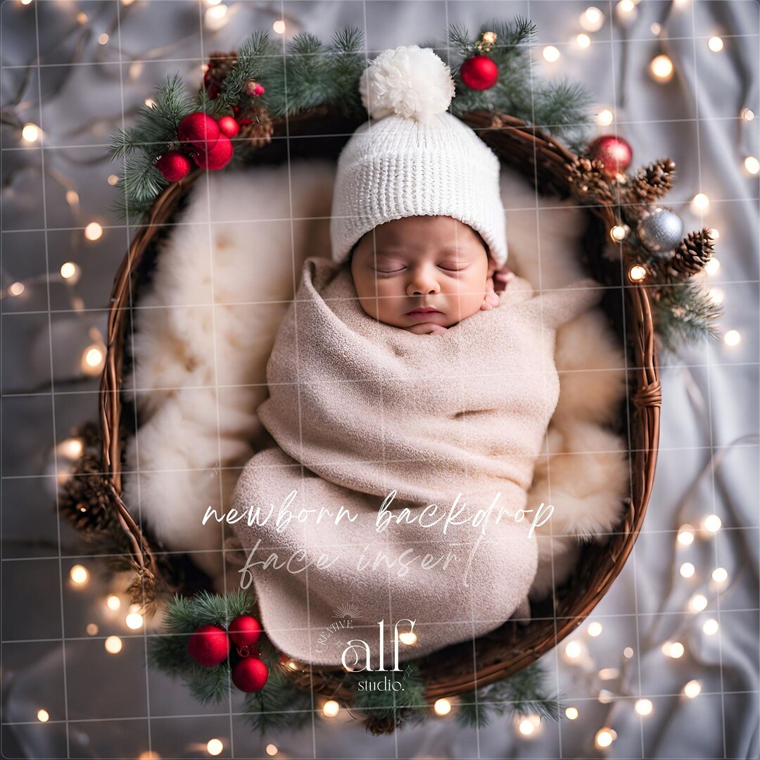 Christmas Newborn Backdrop Add Face Insert Photography Overlay DIGITAL ...