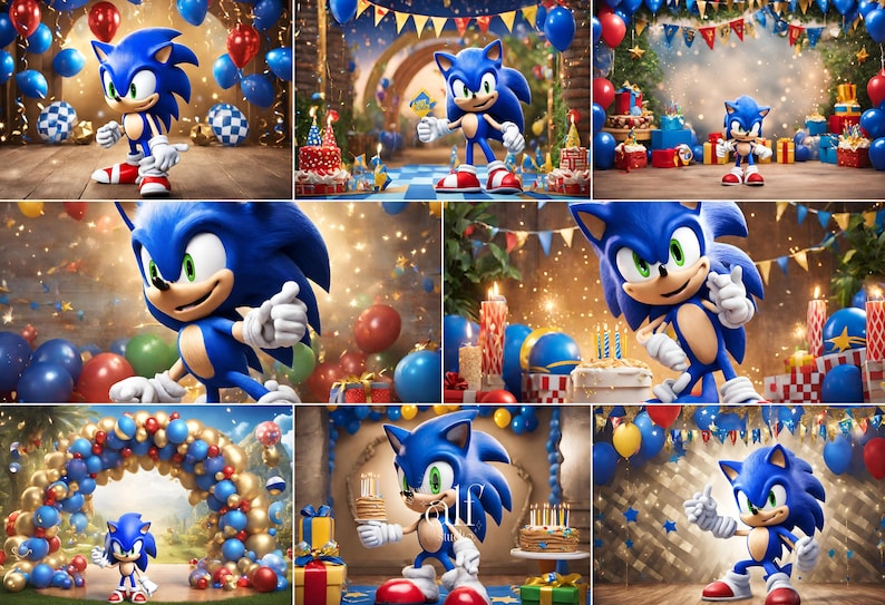 20 Sonic Birthday Digital Backgrounds Sonic the Hedgehog Backdrop ...