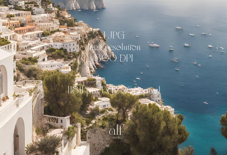 Italian Coastal Beauty Studio Backdrop Capri Island Sunset Photo ...