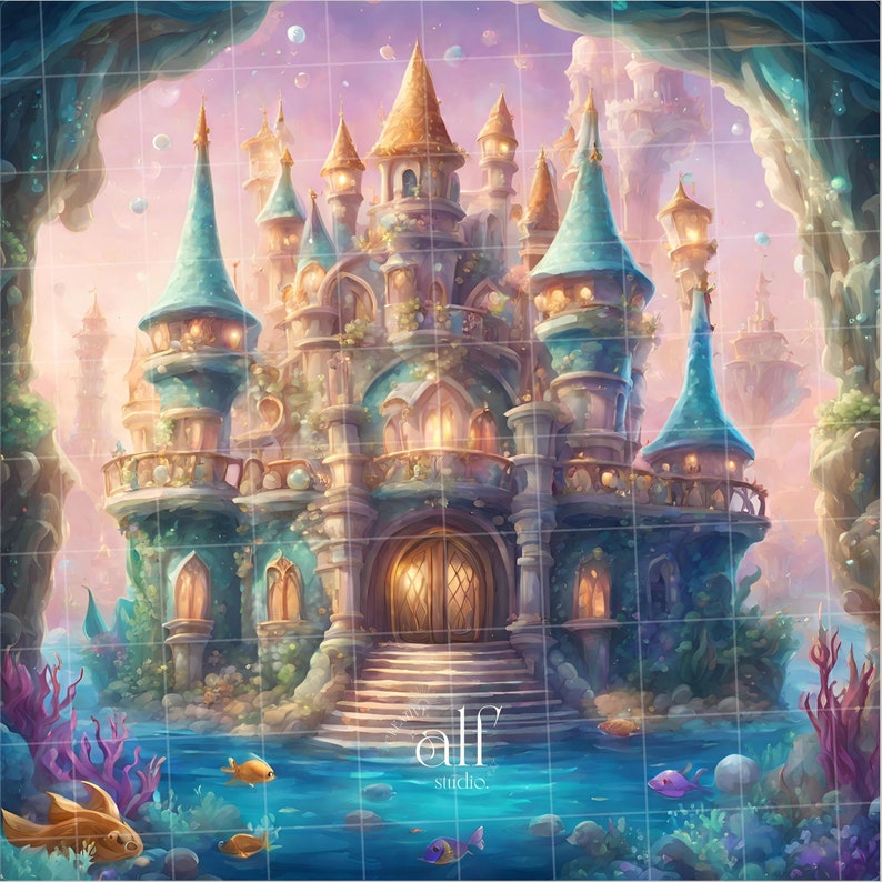 Mermaid Castle Backdrop Fantasy Mermaid Background Photography Booth ...