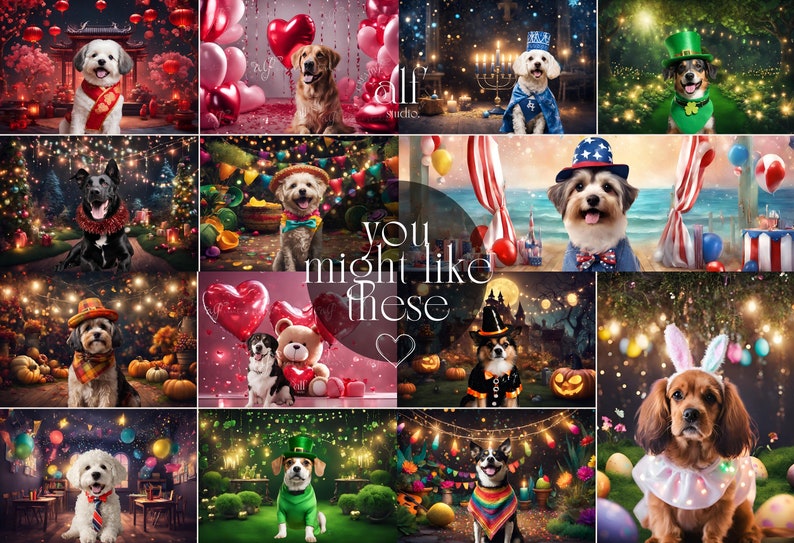 Summer Pets Background Digital Sunny Seaside Pets Backdrops Enchanted ...