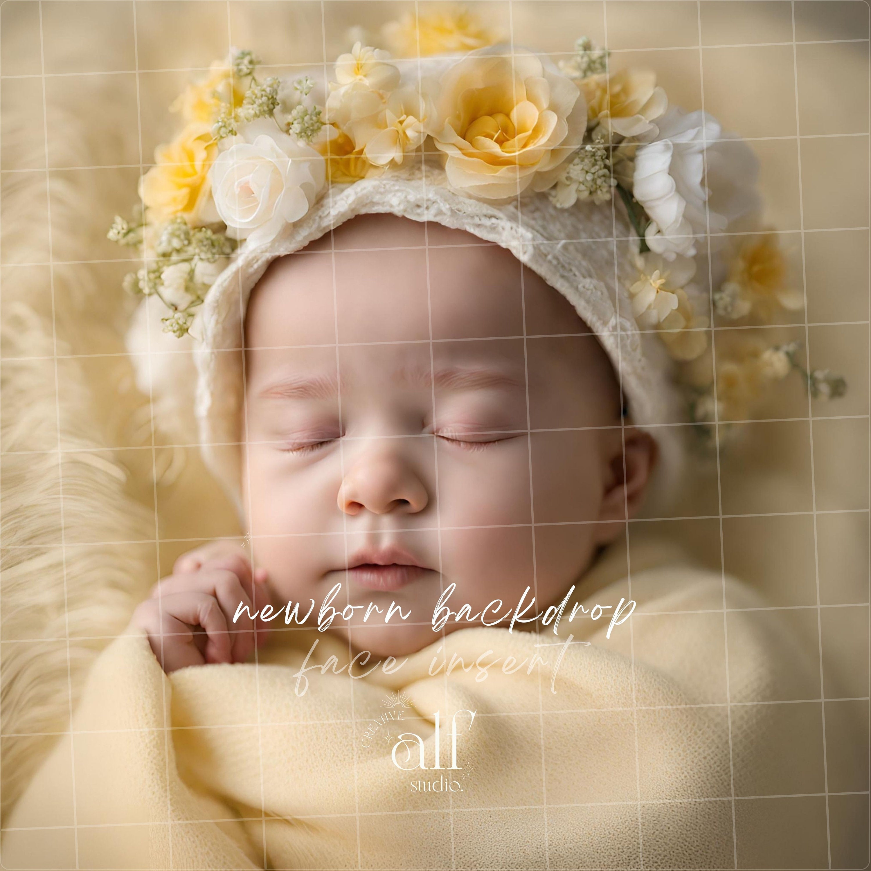 Golden Bloom Face Insert Backdrop Customized Infant Bliss Sunny Yellow ...