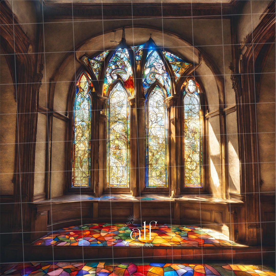 Stained Glass Backdrop Windows Background Stained Glass Room Studio ...