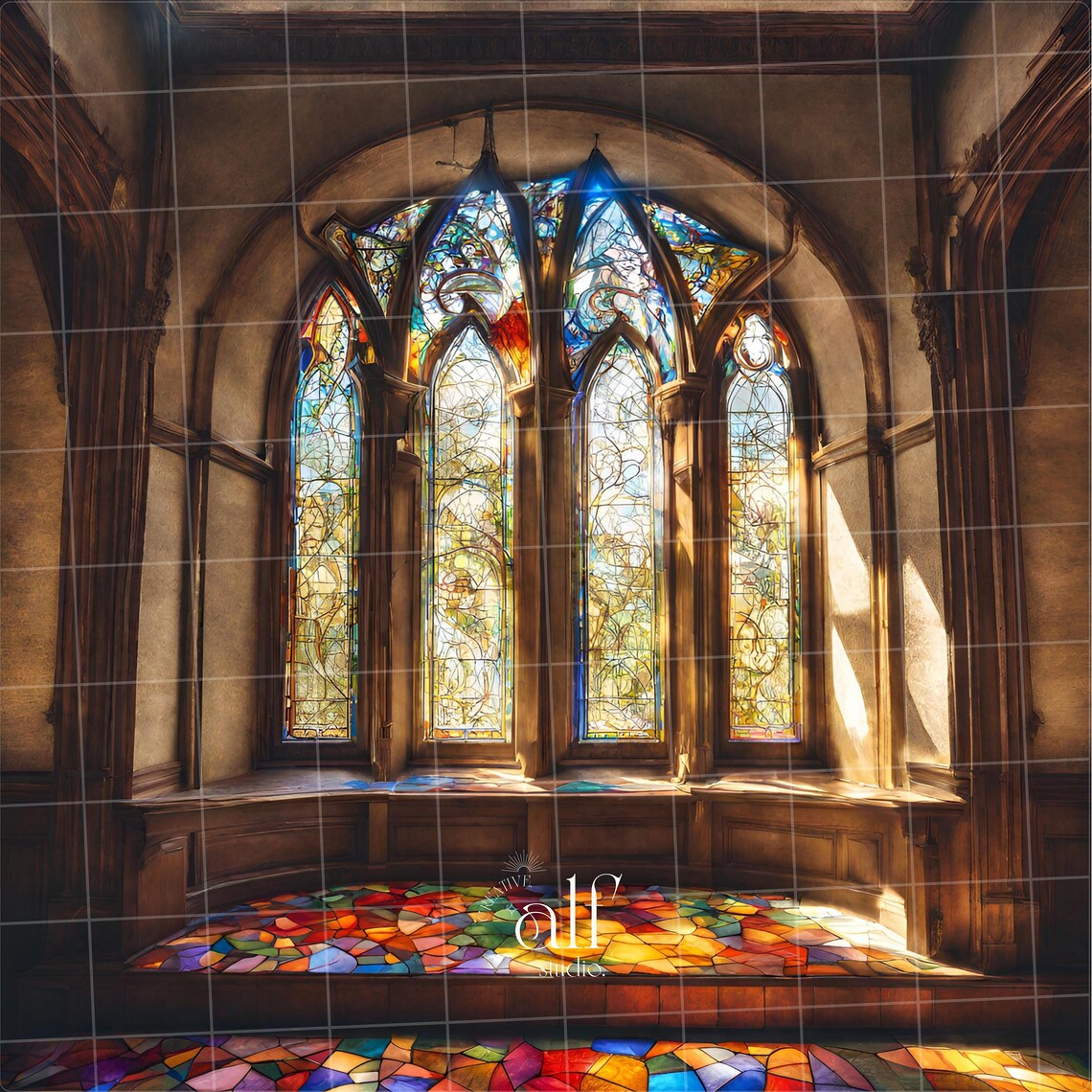 Stained Glass Backdrop Windows Background Stained Glass Room Studio ...