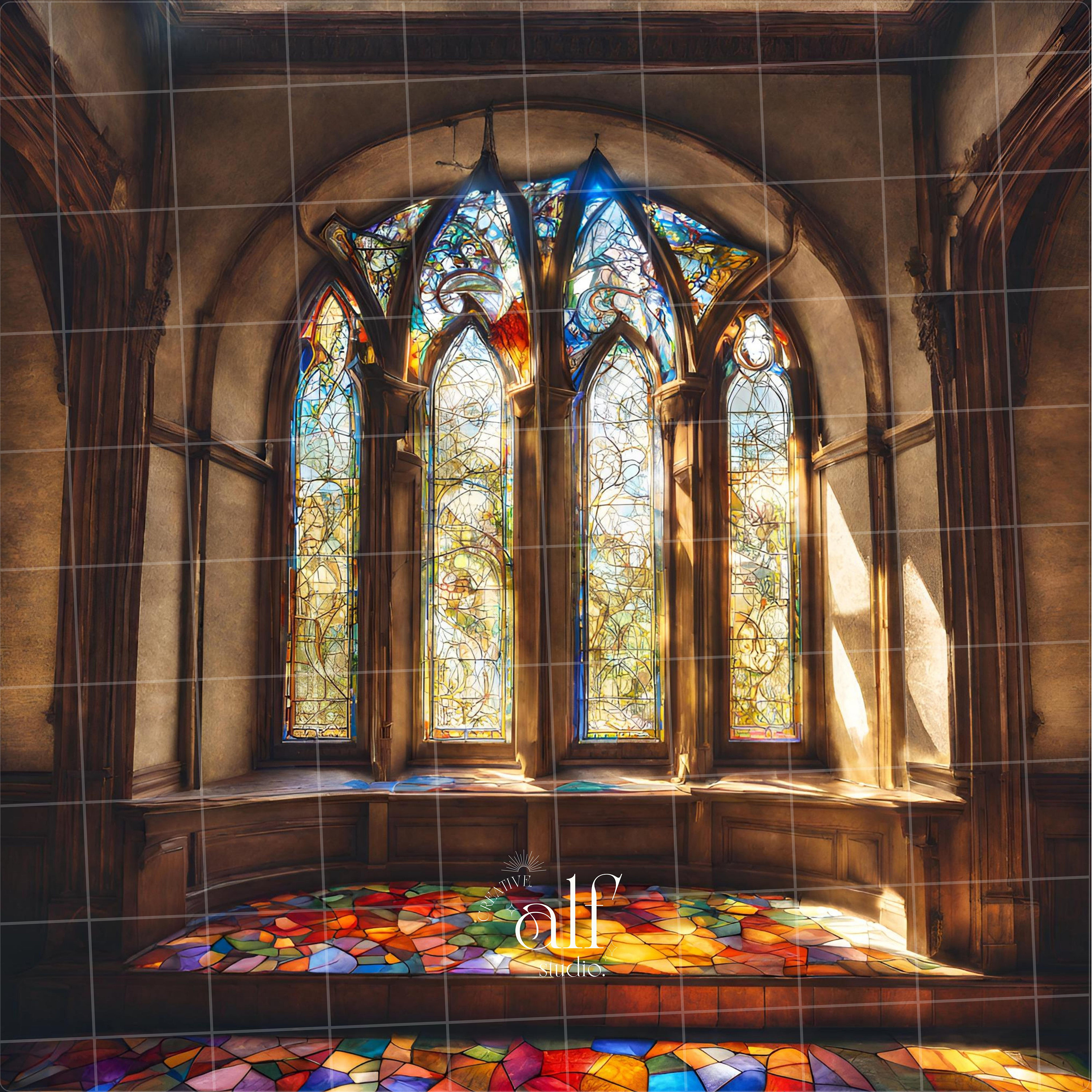 Stained Glass Backdrop Windows Background Stained Glass Room Studio ...