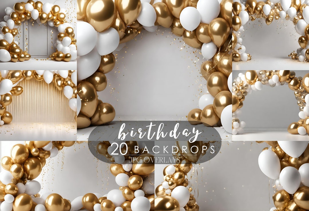 20 Birthday Digital Backgrounds Balloon Backdrop Balloon Arch Holiday ...