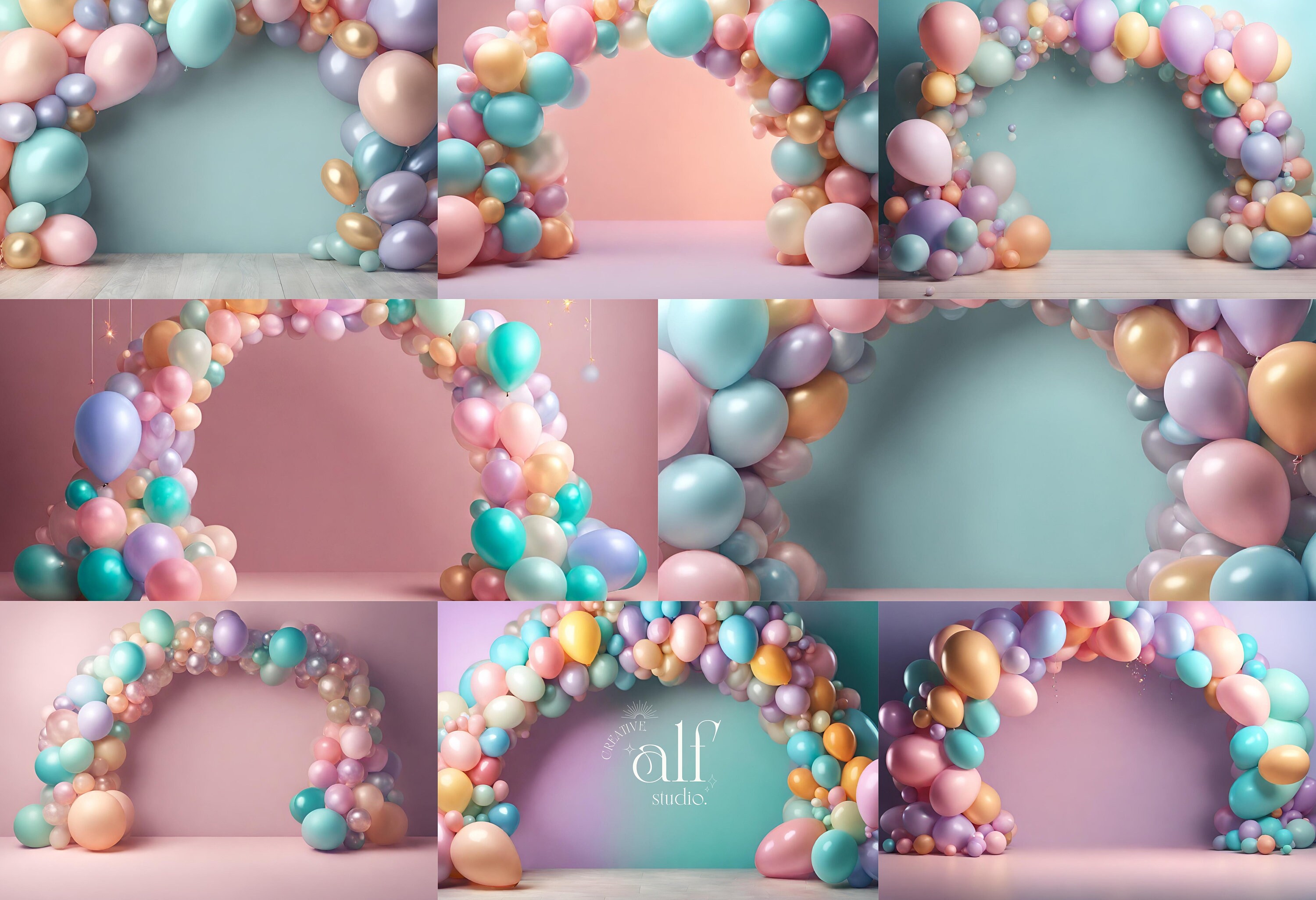 20 Birthday Digital Backgrounds Balloon Backdrop Balloon Arch Wallpaper ...