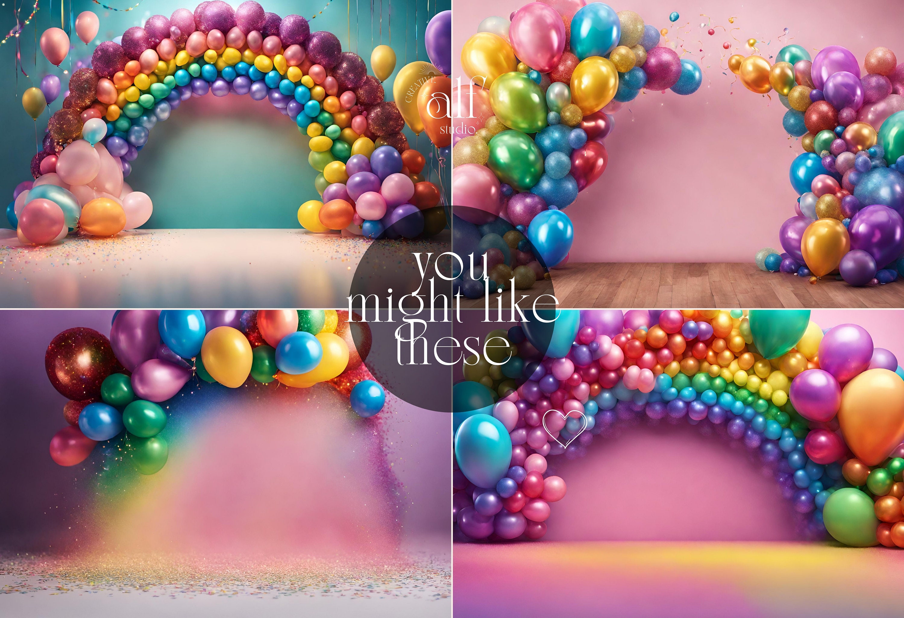 Birthday Overlays Digital Wallpaper Cake Smash Studio Backdrop ...