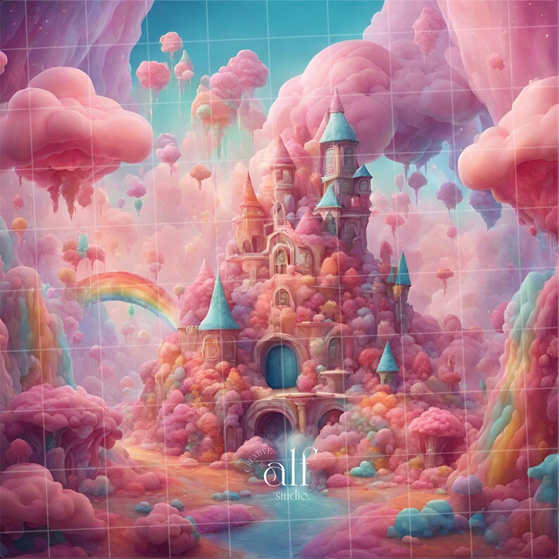 Pinky Candy Wonderland Backdrop Rainbow Fantasy Landscape Whimsical ...