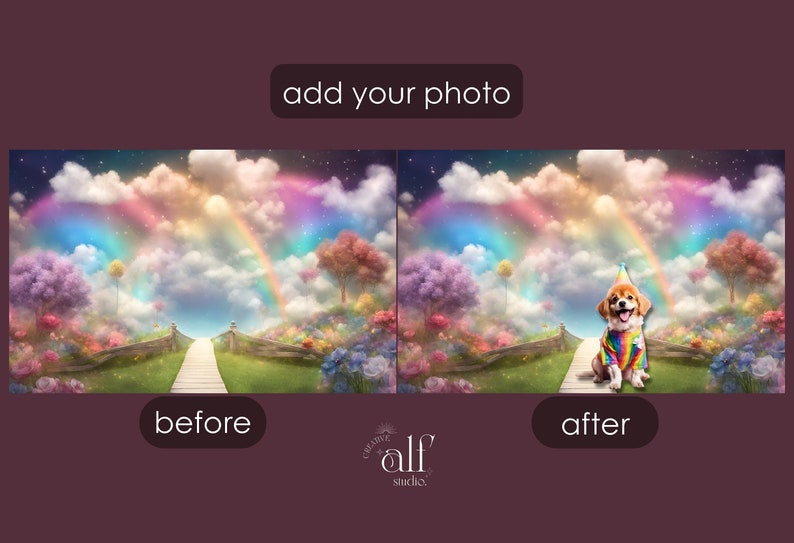 Rainbow Bridge Custom Pets Memorial Background Mother's Day Rainbow ...