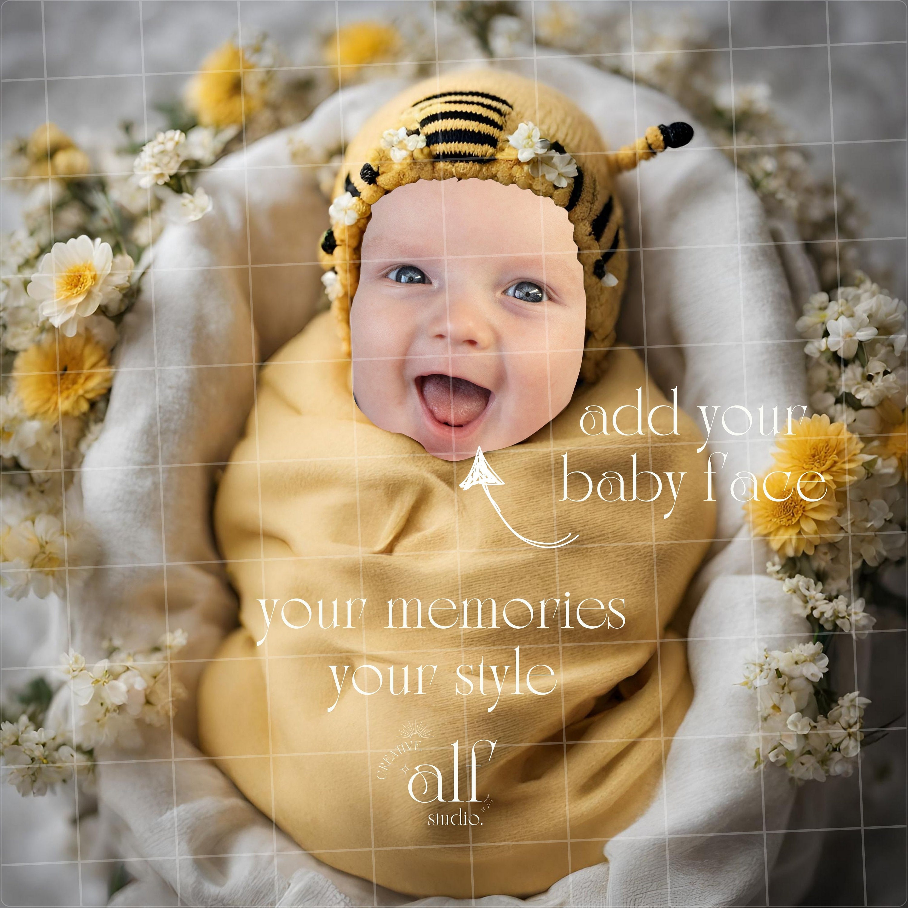 Honeybee Baby Backdrop Yellow Baby Add Face Insert Background Bee Baby ...