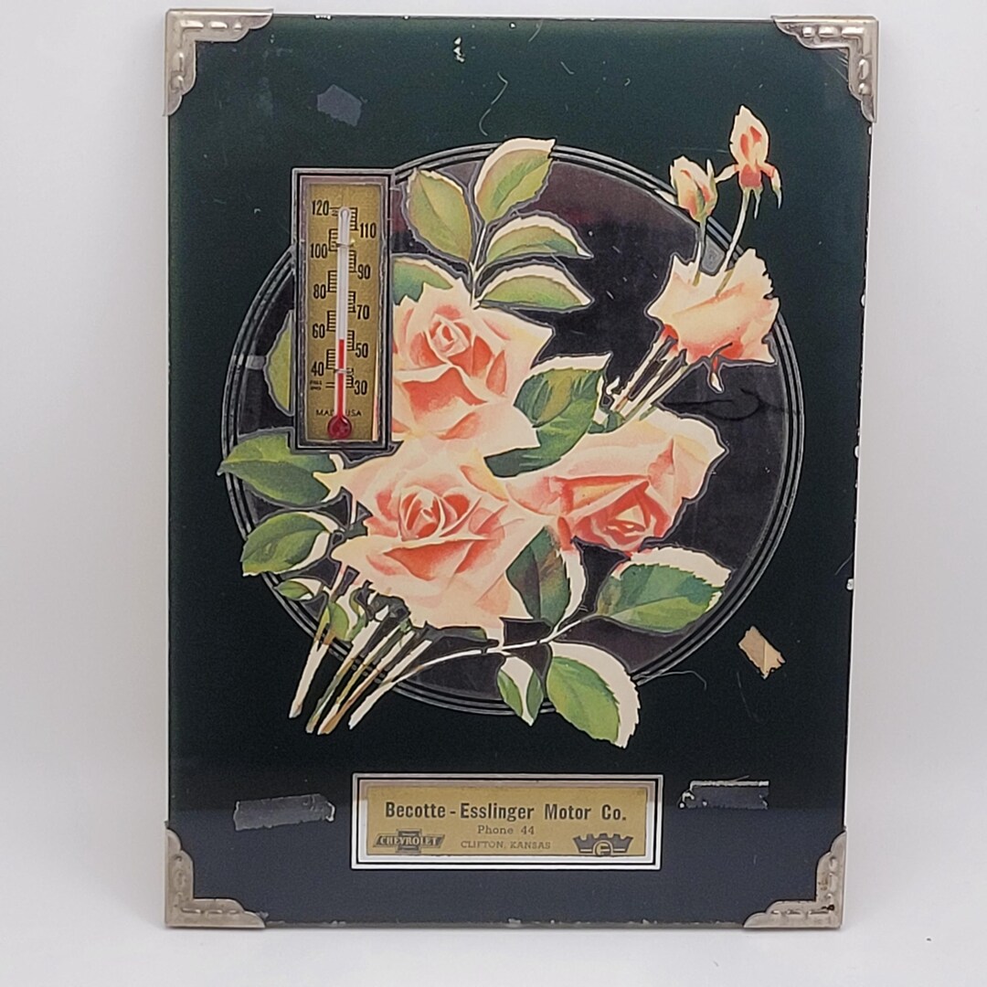 Vintage Advertising Thermometer Chevrolet Becotte Motor Company Floral ...