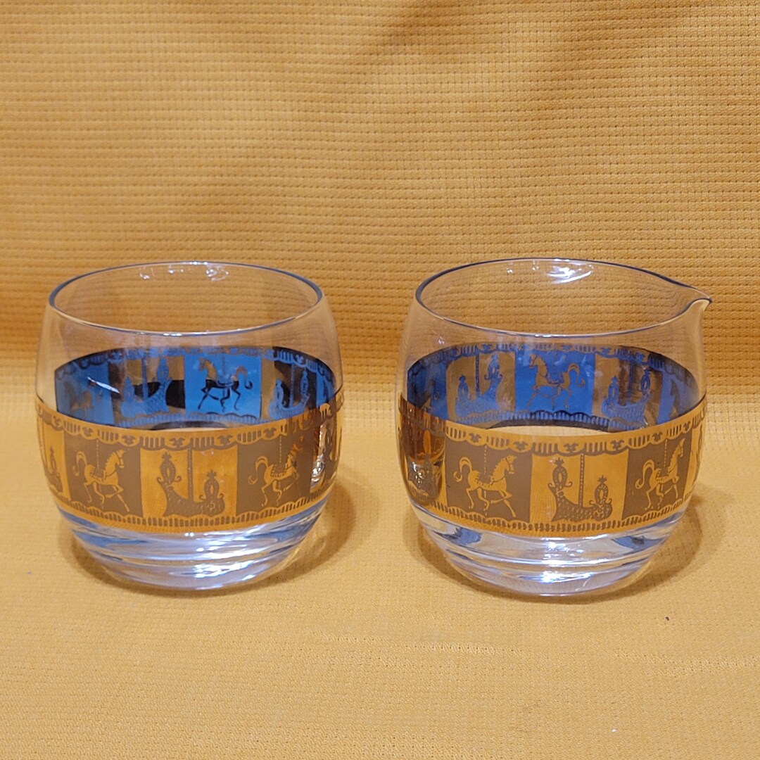 MCM Colony Carousel Roly Poly Bar Ware Retro MCM Cocktail Glasses Gold ...