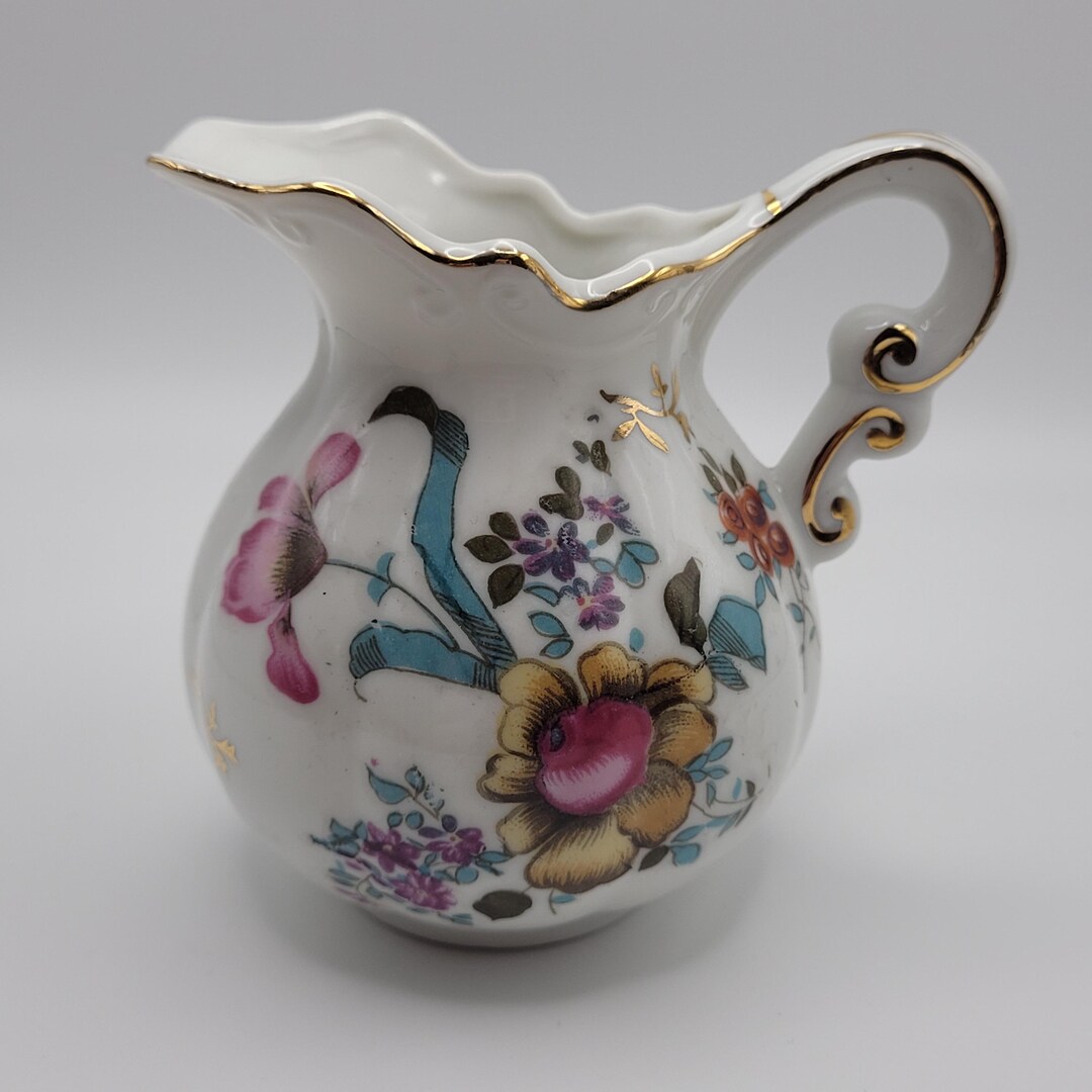 Vintage Miniature Gold Trimmed Floral Pitcher Royal Crown Japan - Etsy