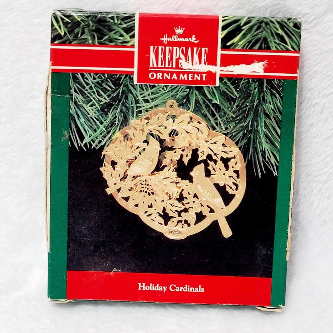 1990 Hallmark Brass Ornament Dimensional Holiday Cardinals Gift ...