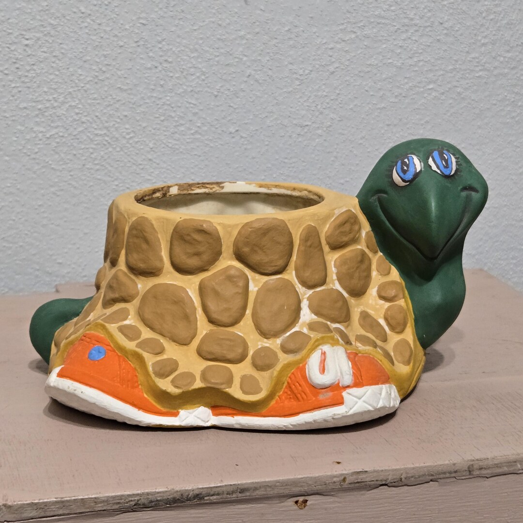 Vintage Handpainted Turtle With Shoes Planter Ceramic Kitschy MCM - Etsy