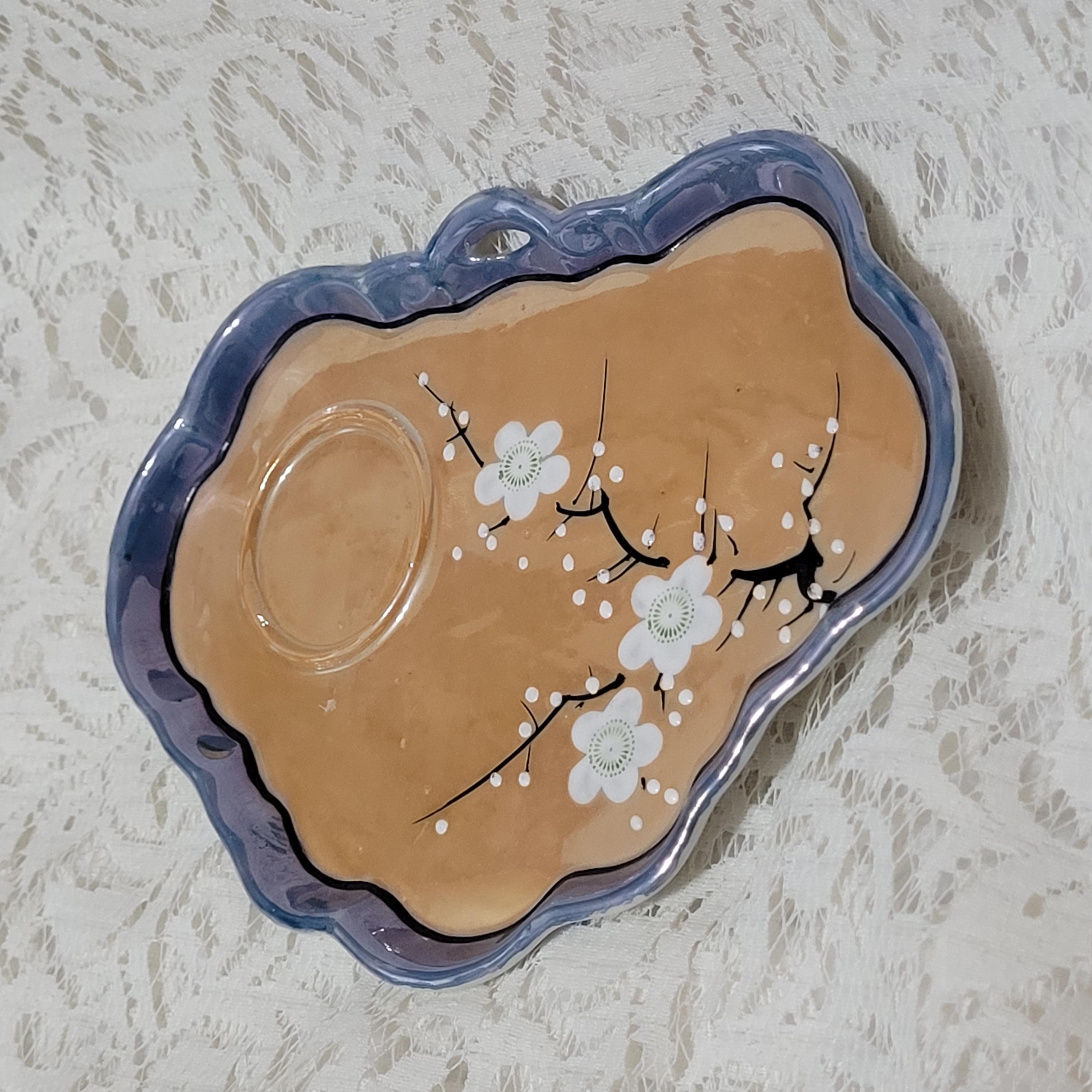 Vintage Japan Lusterware Tea Plate Cherry Blossom Blue Gold - Etsy