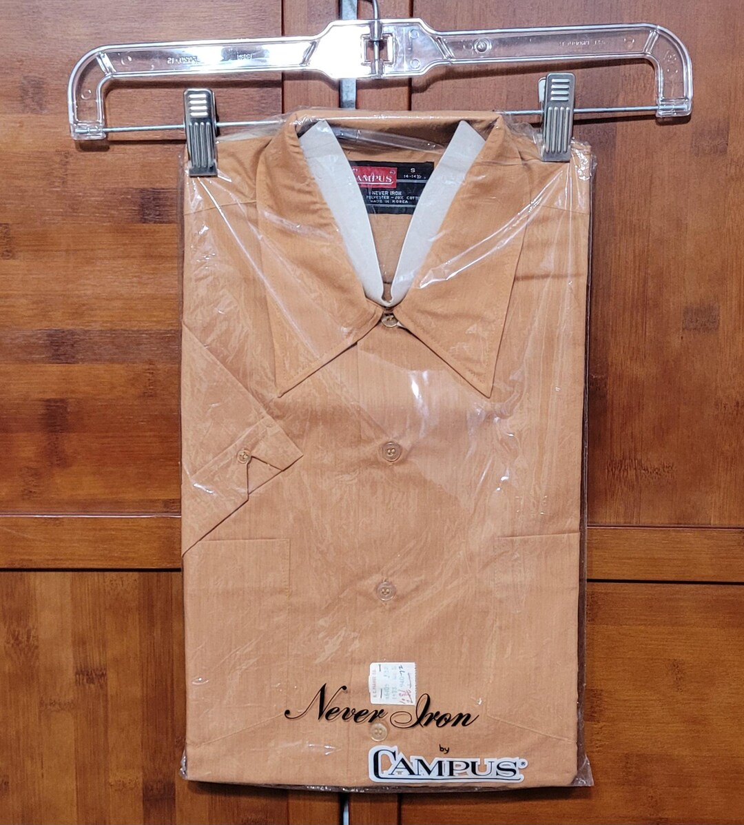 Vintage Mens Campus Button Down Short Sleeve Shirt Gold Pockets Small ...