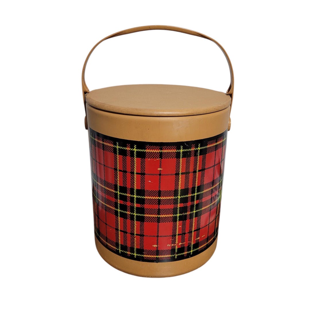 1960s Hamilton Scotch Red Plaid Cooler Camping Reversible Lid Insulated ...