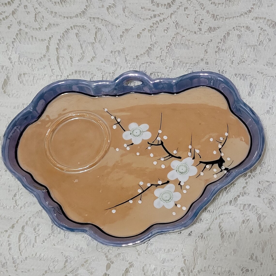 Vintage Japan Lusterware Tea Plate Cherry Blossom Blue Gold - Etsy