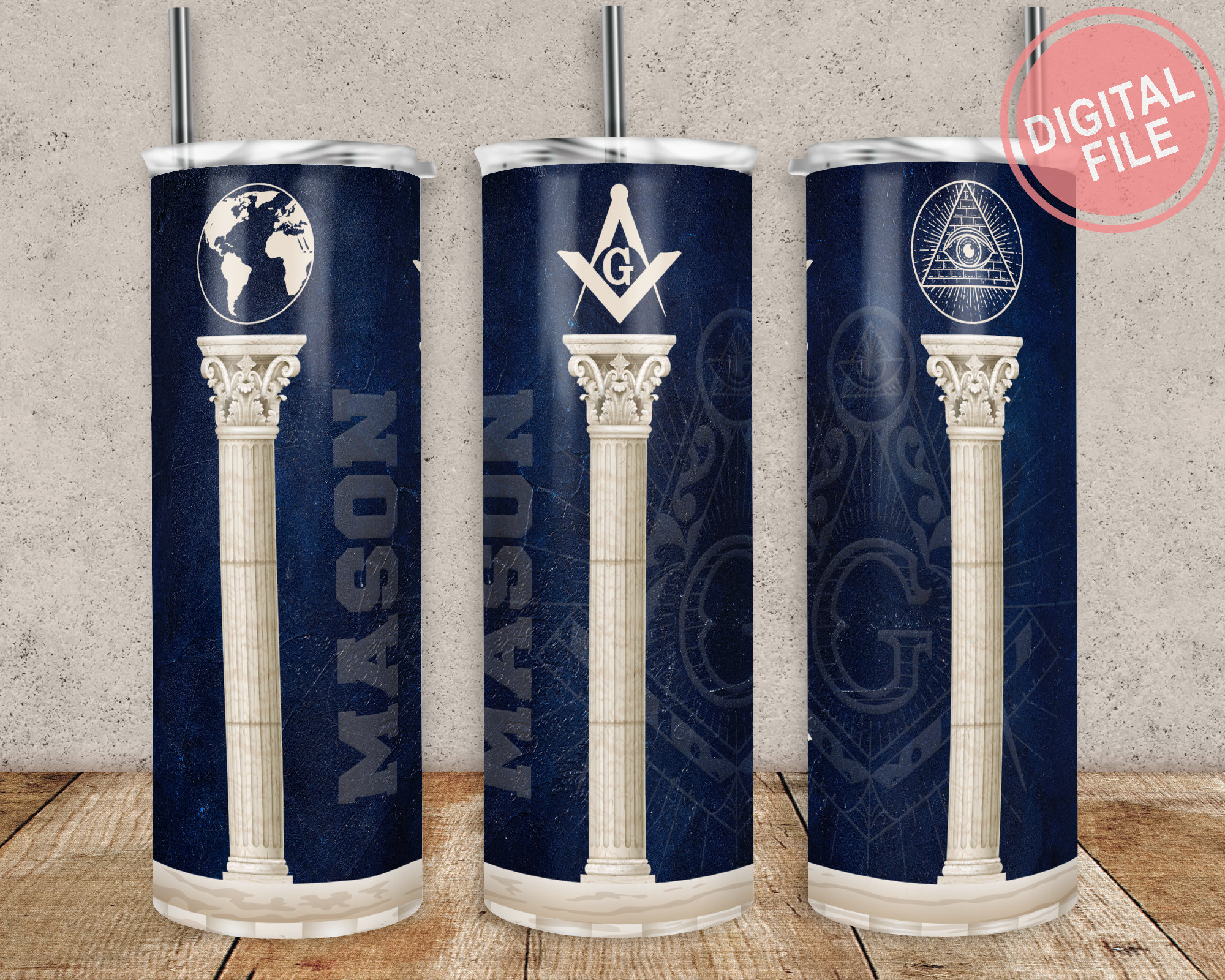 Masonic Tumbler Wrap: 20oz 30oz Skinny Tumbler Design (digital Download ...