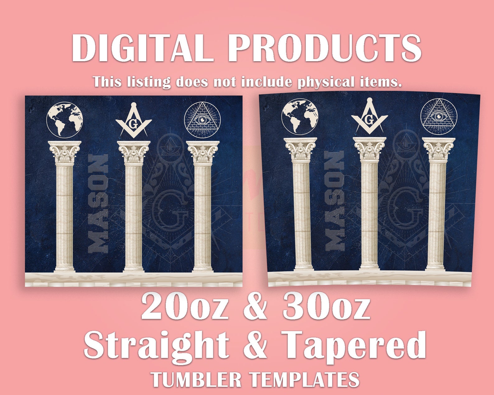 Masonic Tumbler Wrap: 20oz 30oz Skinny Tumbler Design (digital Download ...