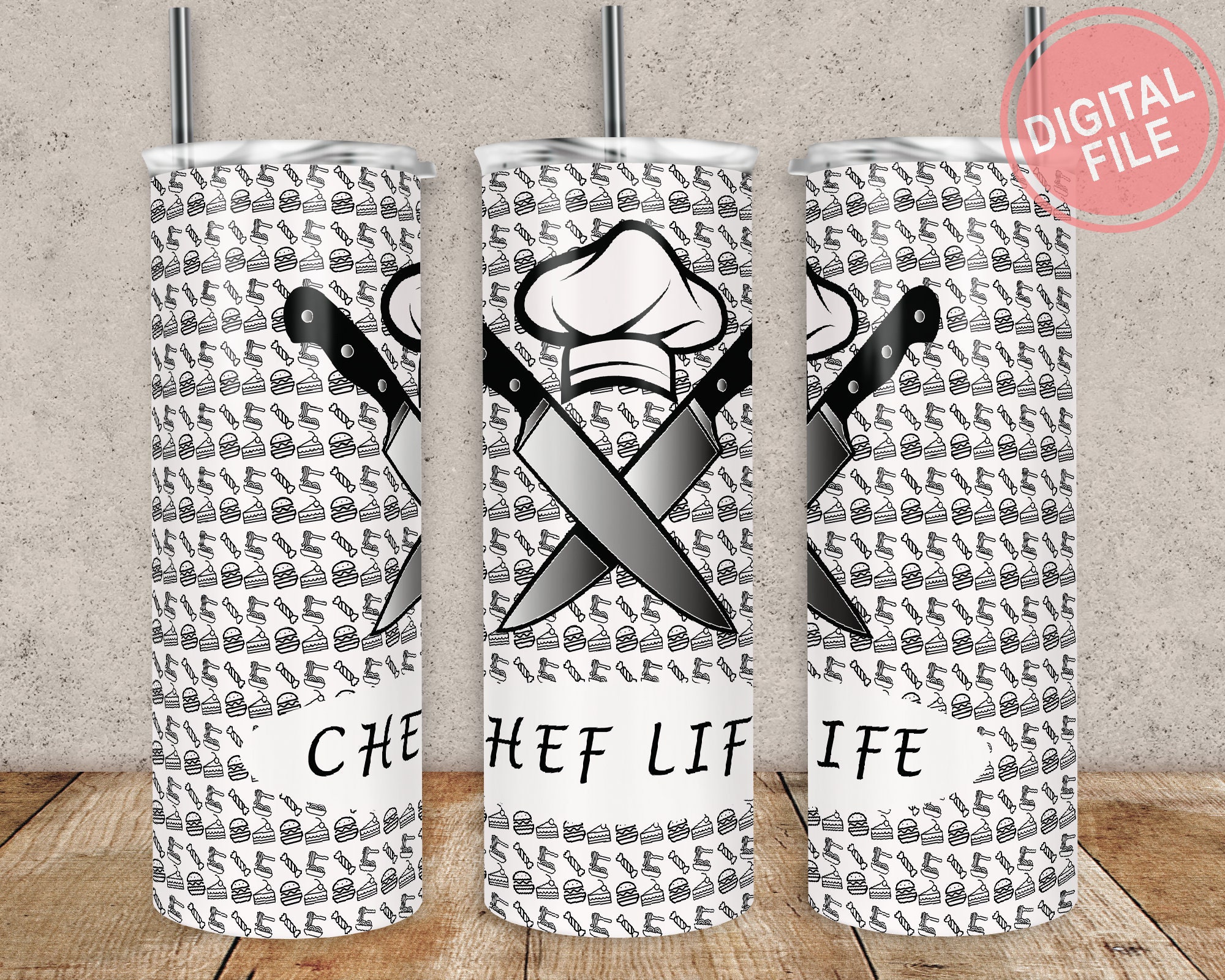 Chef Life Tumbler Design: 20oz Skinny Wrap (digital Download) - Etsy