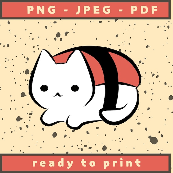 Kawaii Sushi Cat Svg Files Japan Food SVG/PNG/JPEG | Etsy