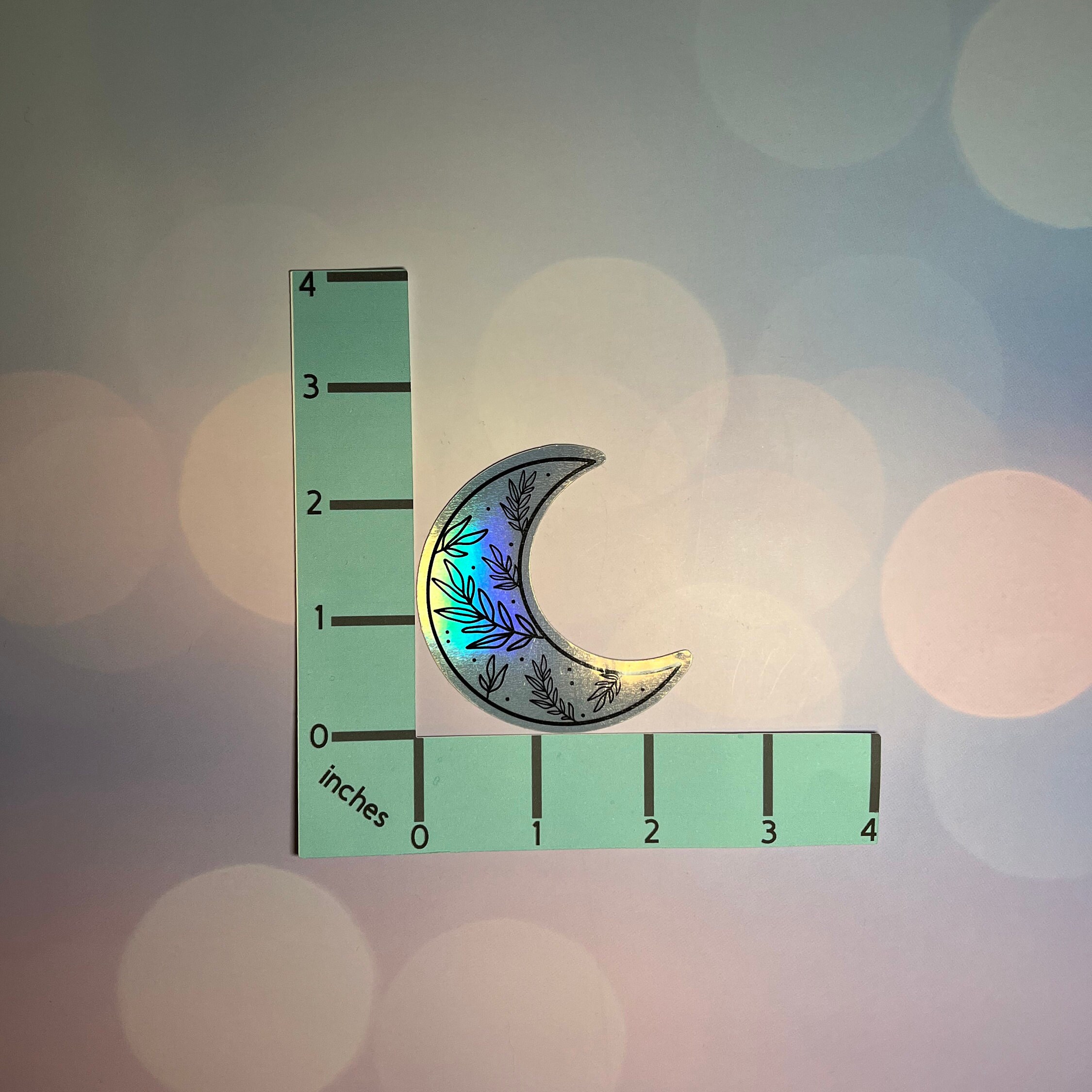 Holographic Moon Sticker | Nature Sticker | Silver Holographic | Shiny ...