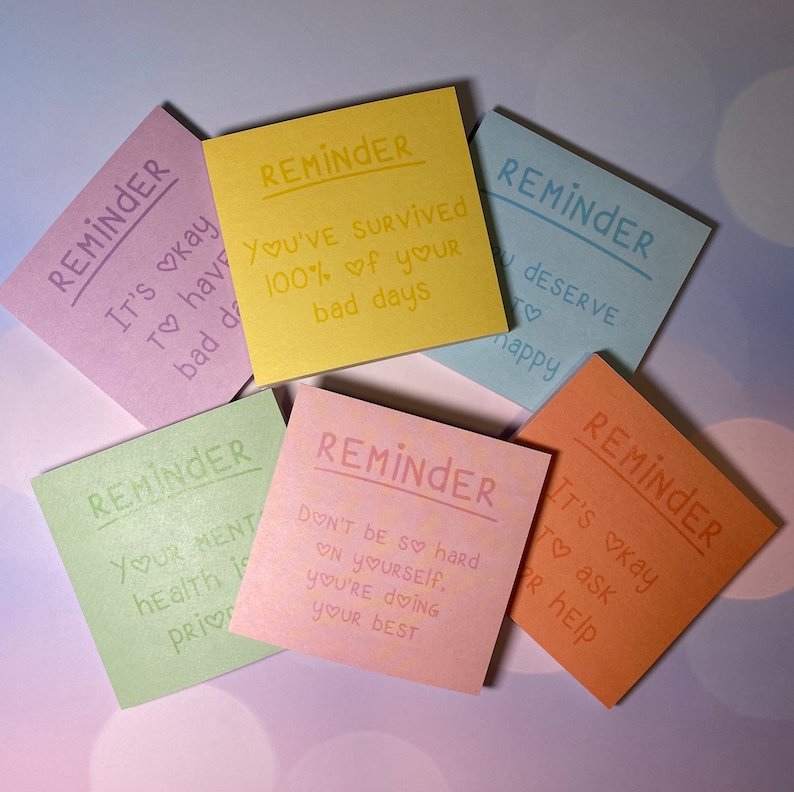 Mental Health Reminder Sticky Notes | Notepads | Colourful Sticky Notes ...