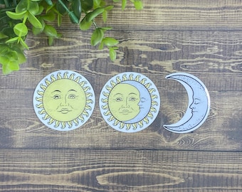 Sun Moon Vinyl Sticker / Matte Weather Proof / Decal / Zodiac - Etsy
