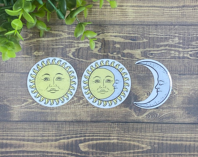 Sun Moon Face Stickers One Inch Round Seals - Etsy
