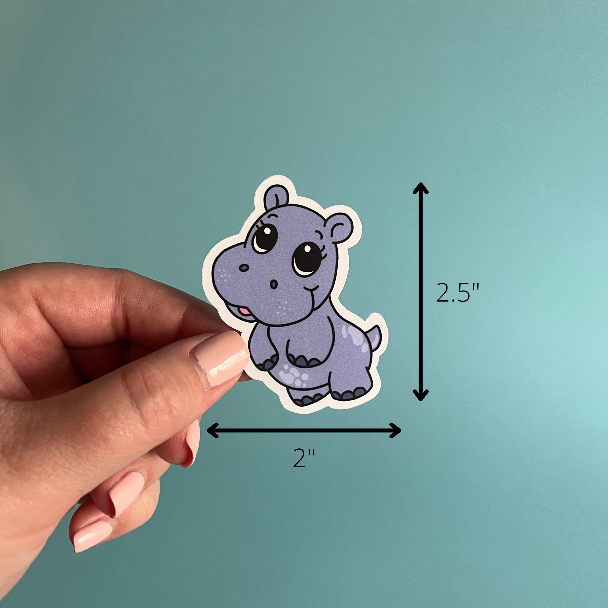 Hippo Sticker Cute Hippopotamus Sticker Cartoon Hippo - Etsy