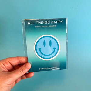 Blue Smiley Face Sticker - Etsy